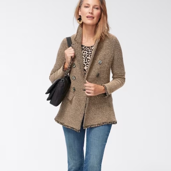 Chico's | Sweaters | Chicos Tweed Coatigan Cartigansweater Carmel 3 Nwt ...